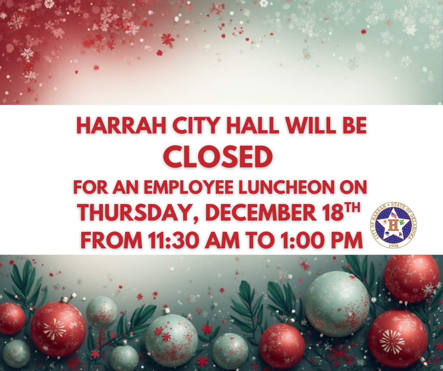 Thursday, December 18th | City of Harrah